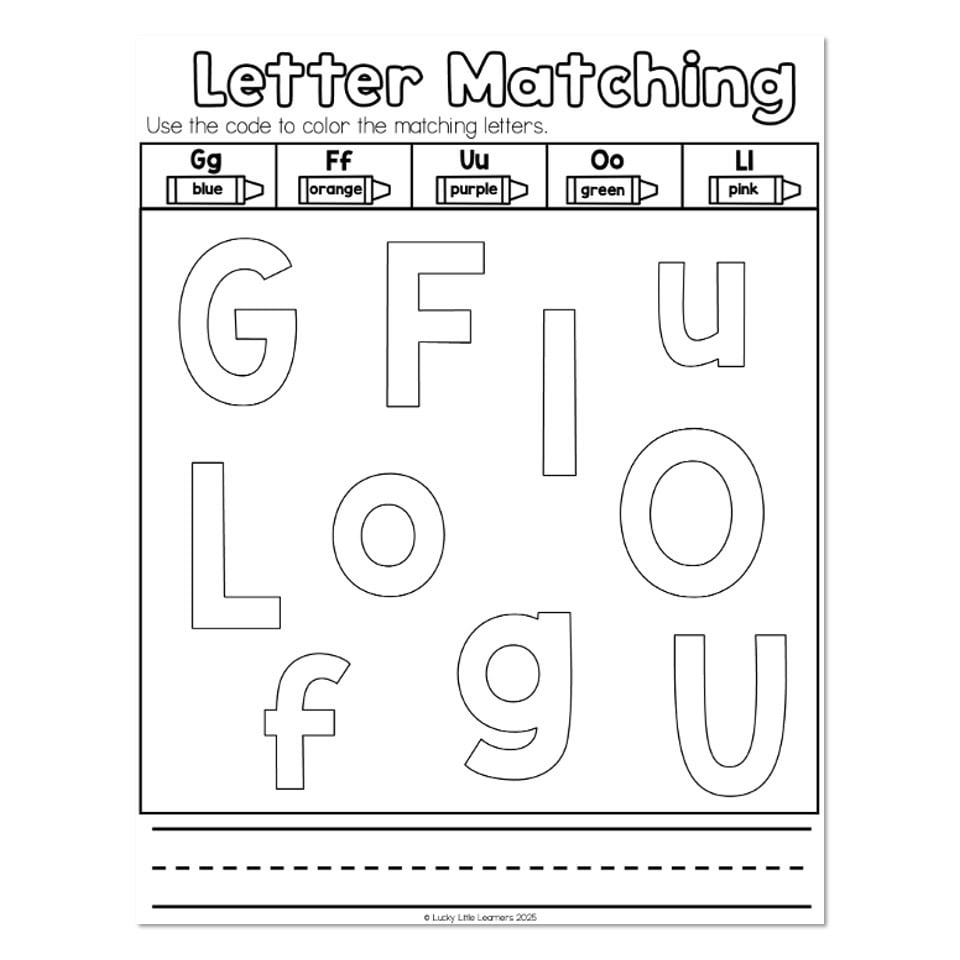 Kindergarten Back to School Pack - Reading - Letter Matching G F O U L ...