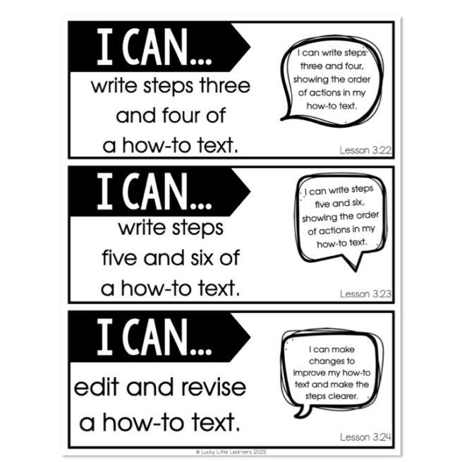 LTLW Unit 3 Writing I Can Statements Set 8 - Lucky Little Learners