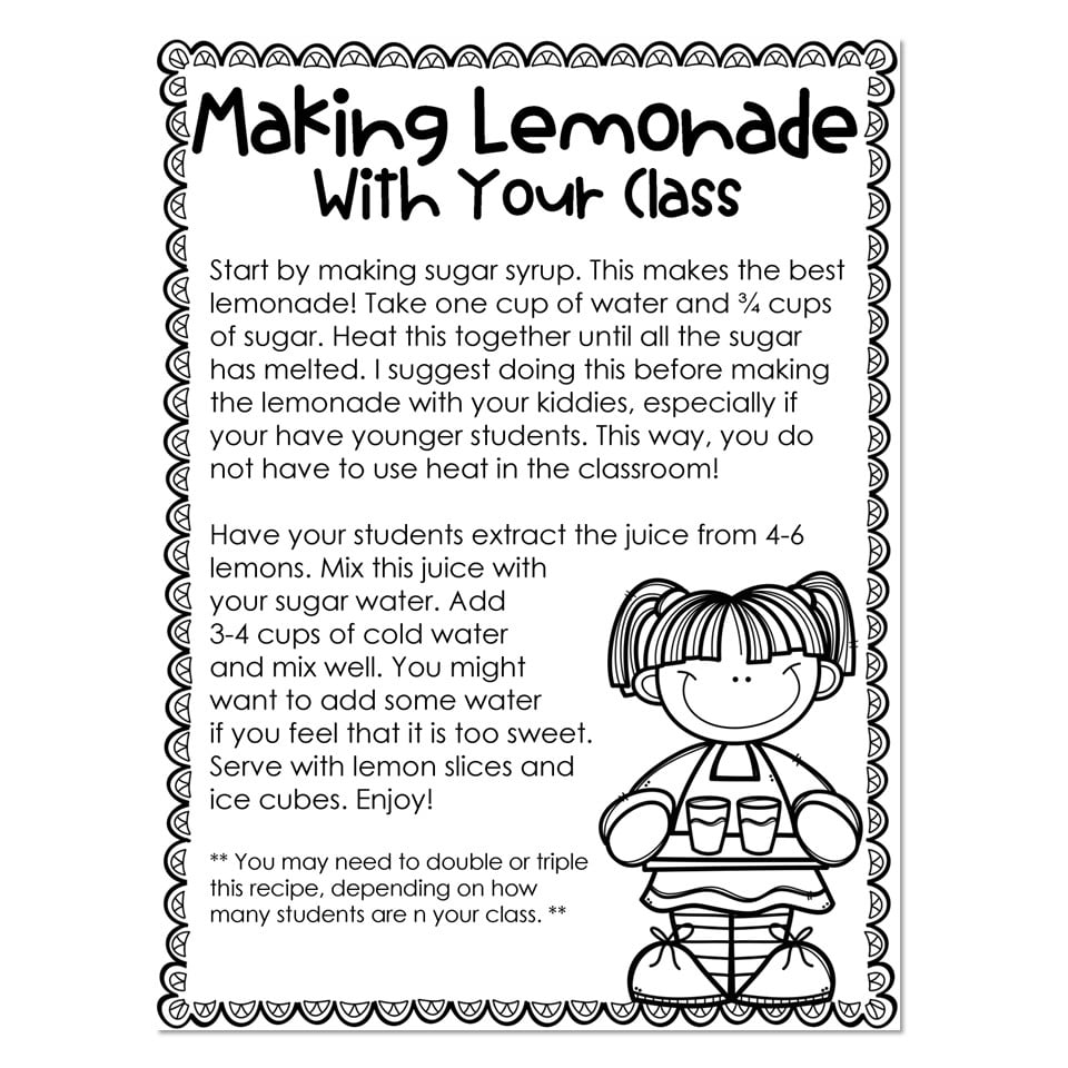 Lemonade Craftivity - Making Lemonade With Your Class - Lucky Little ...