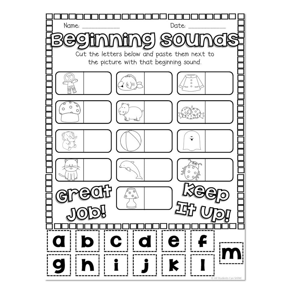 Literacy No Prep - Beginning Sounds - Lucky Little Learners
