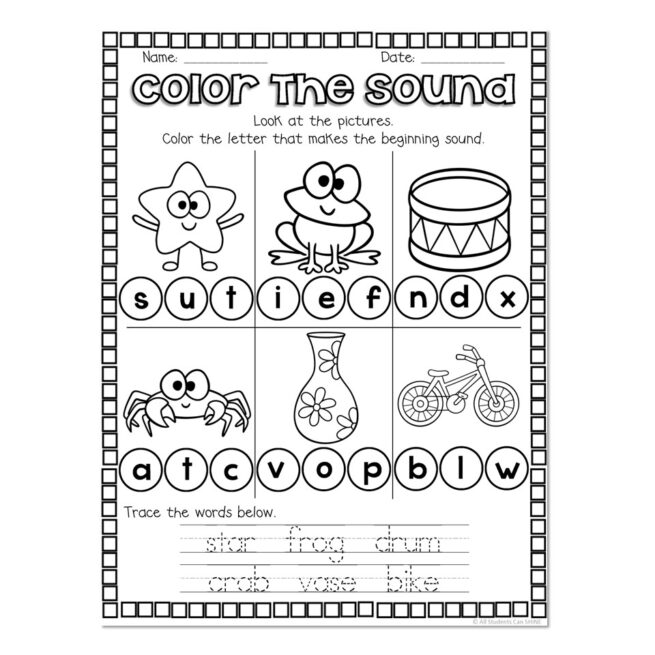 Literacy No Prep - Color the Sound - Lucky Little Learners