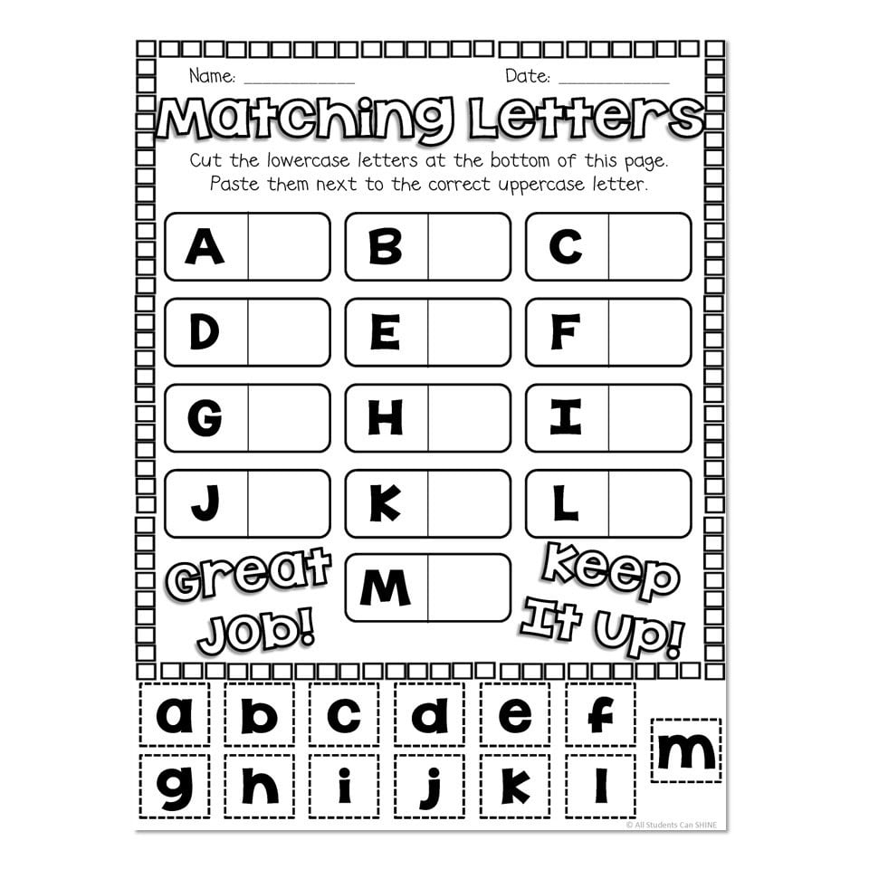 Literacy No Prep - Matching Letters - Lucky Little Learners