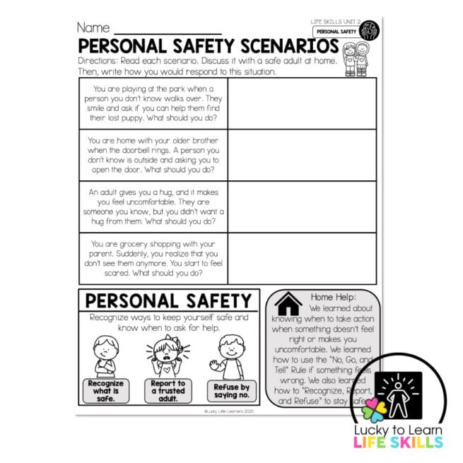 Lucky to Learn Life Skills - Unit 2 Safety First - Personal Safety ...