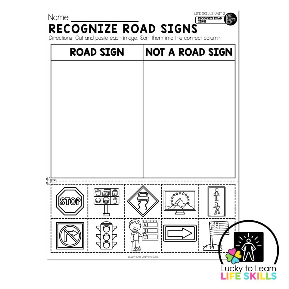 Lucky to Learn Life Skills - Unit 2 Safety First - Recognize Road Signs ...