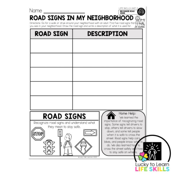 Lucky to Learn Life Skills - Unit 2 Safety First - Recognize Road Signs ...