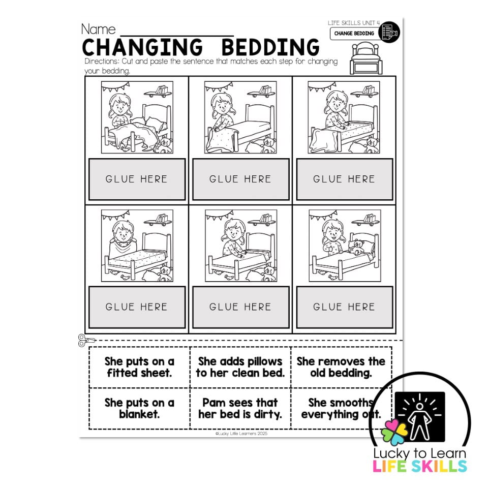 Lucky to Learn Life Skills - Unit 4 Basic Home Skills - Change Bedding ...