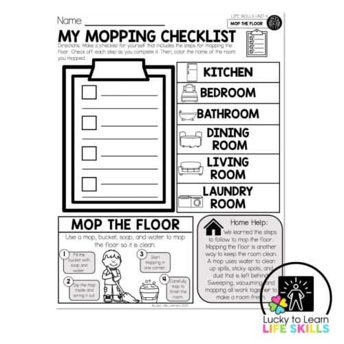 Lucky to Learn Life Skills - Unit 4 Basic Home Skills - Mop the Floor ...