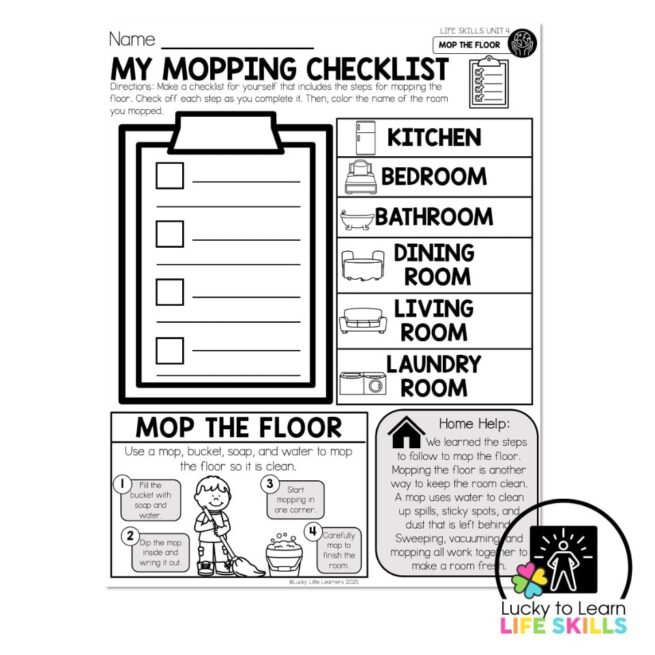 Lucky to Learn Life Skills - Unit 4 Basic Home Skills - Mop the Floor ...