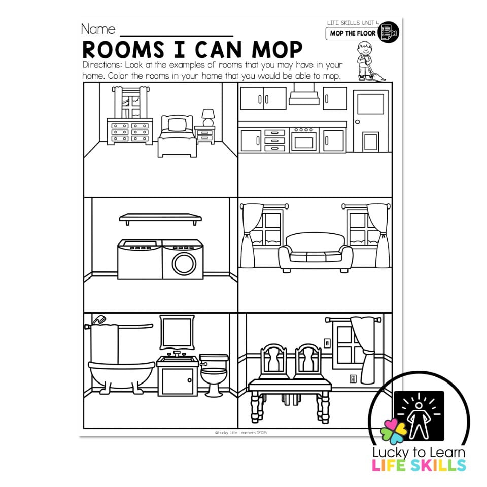 Lucky to Learn Life Skills - Unit 4 Basic Home Skills - Mop the Floor ...