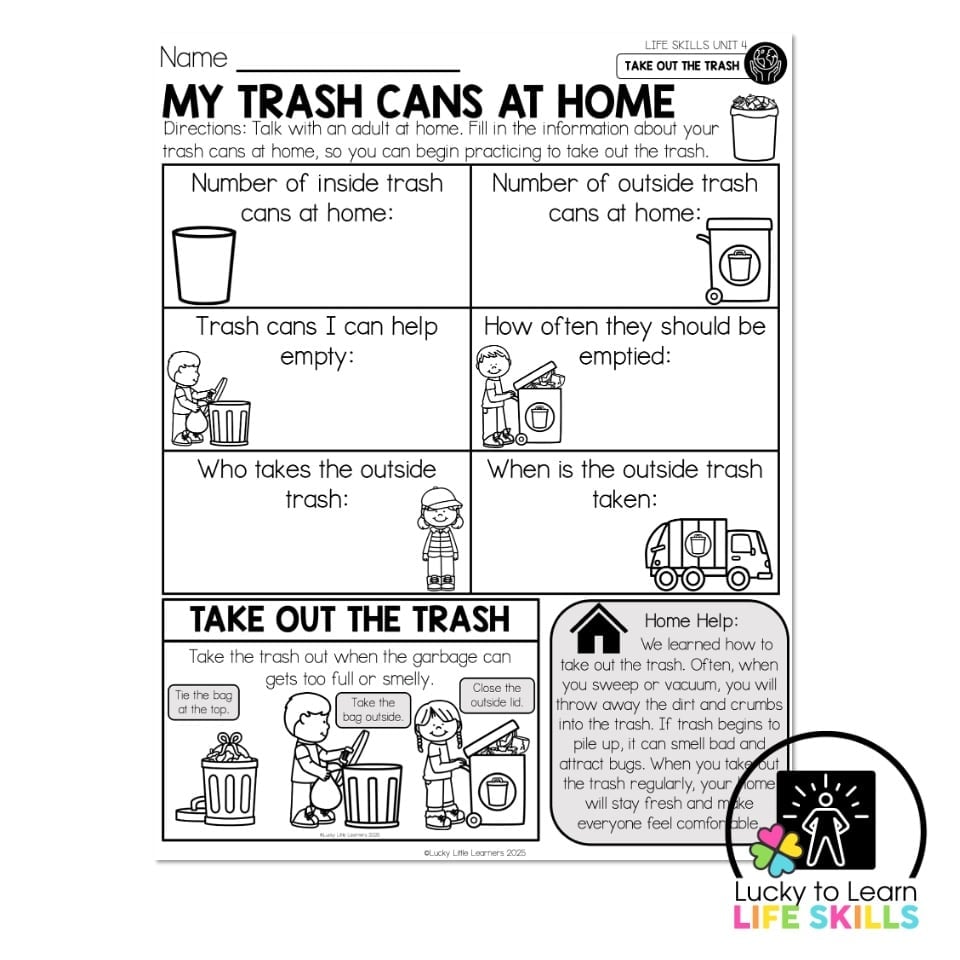 Lucky to Learn Life Skills - Unit 4 Basic Home Skills - Take Out the ...