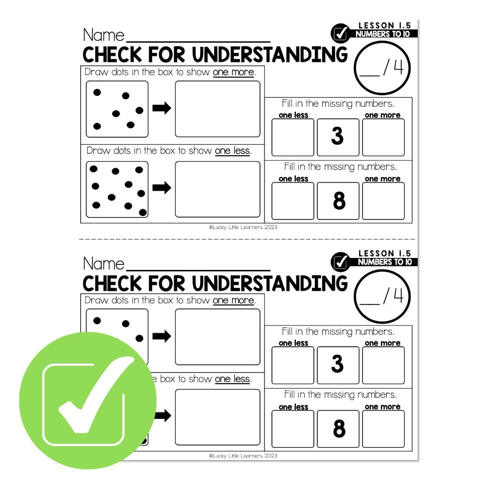 Lucky to Learn Math - 1st Grade - Lesson 1.5 - Numbers to Ten - Check ...