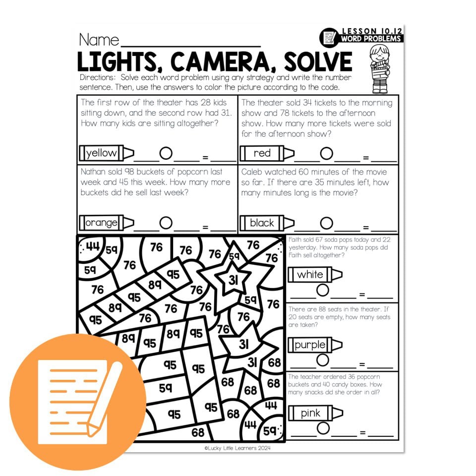 Lucky to Learn Math - 1st Grade - Lesson 10.12 - Word Problems to 100 ...