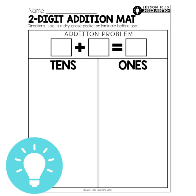 Lucky to Learn Math - 1st Grade - Lesson 10.13 - Two Digit Addition ...