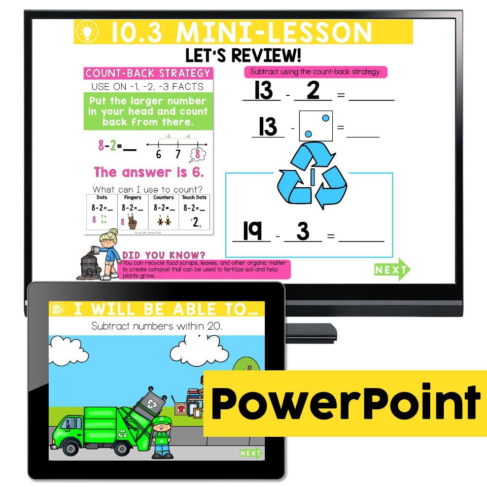 Lucky to Learn Math - 1st Grade - Lesson 10.3 - Subtraction Review ...