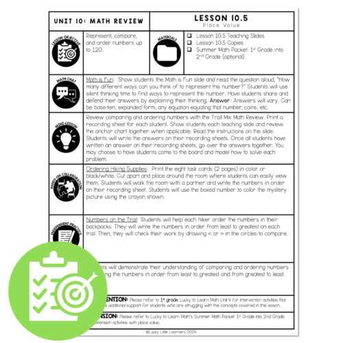 Lucky to Learn Math - 1st Grade - Lesson 10.5 - Place Value Review ...