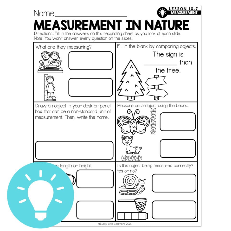 Lucky to Learn Math - 1st Grade - Lesson 10.7 - Measurement Review ...