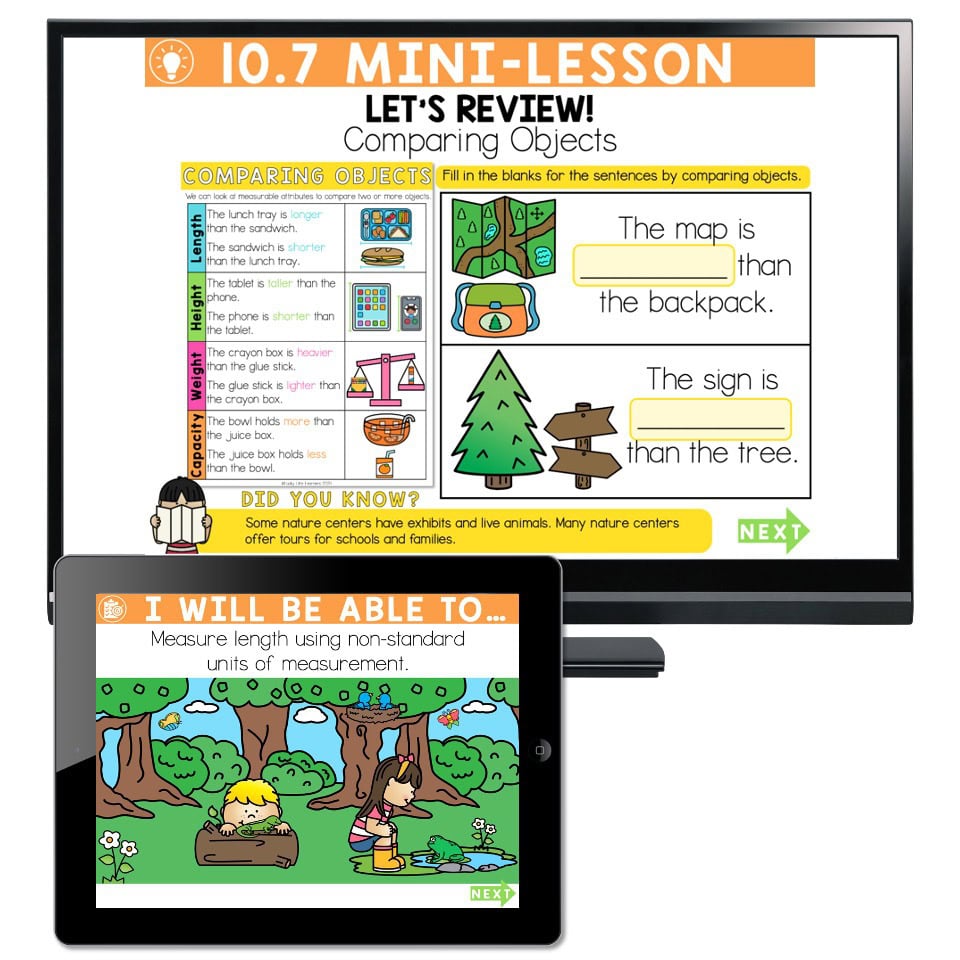 Lucky to Learn Math - 1st Grade - Lesson 10.7 - Measurement Review ...