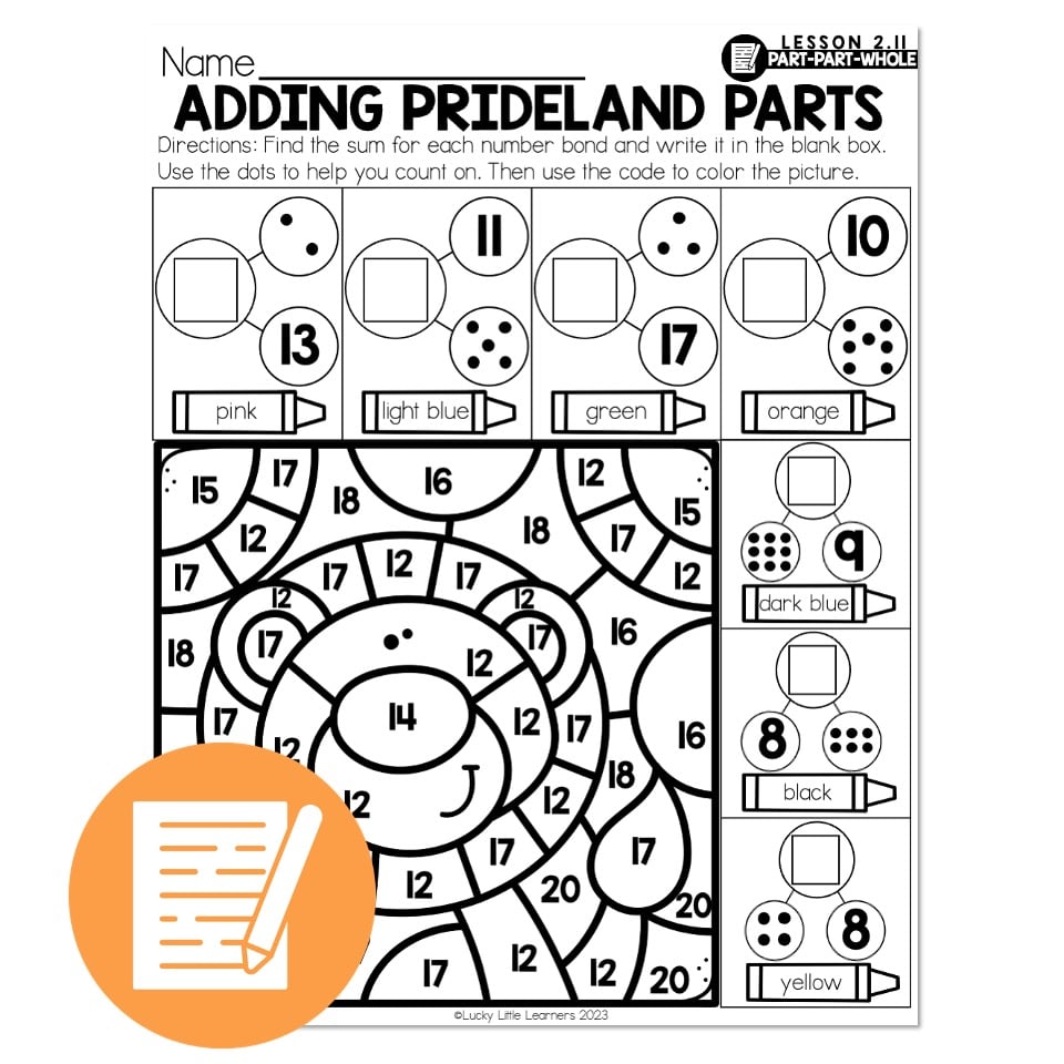 Lucky to Learn Math - 1st Grade - Lesson 2.11 - Part Part Whole ...