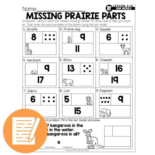 Lucky to Learn Math - 1st Grade - Lesson 2.12 - Bar Models ...