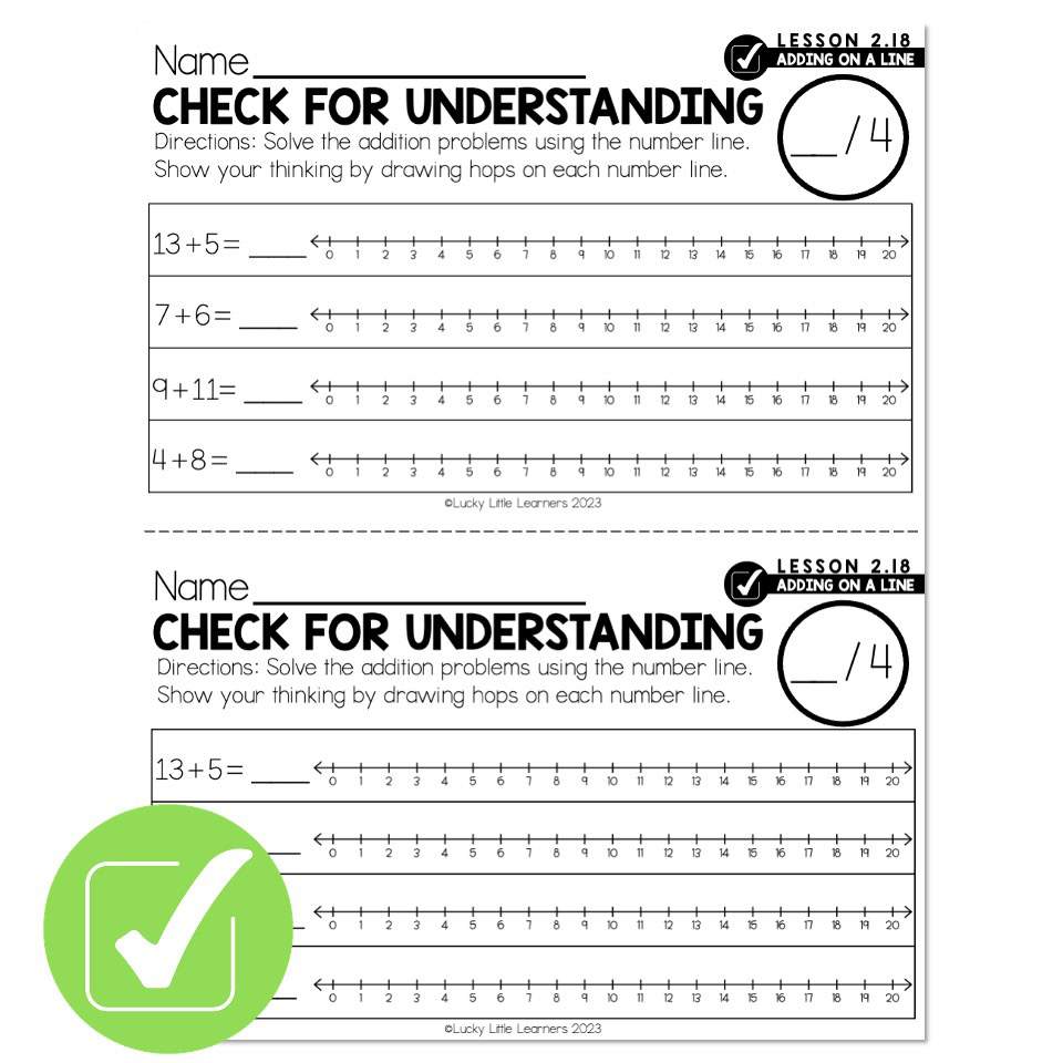 Lucky to Learn Math - 1st Grade - Lesson 2.18 - Number Line - Check for ...