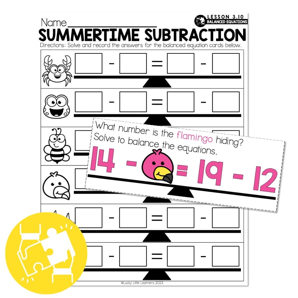 Lucky to Learn Math - 1st Grade - Lesson 3.10 - Balanced Equations ...