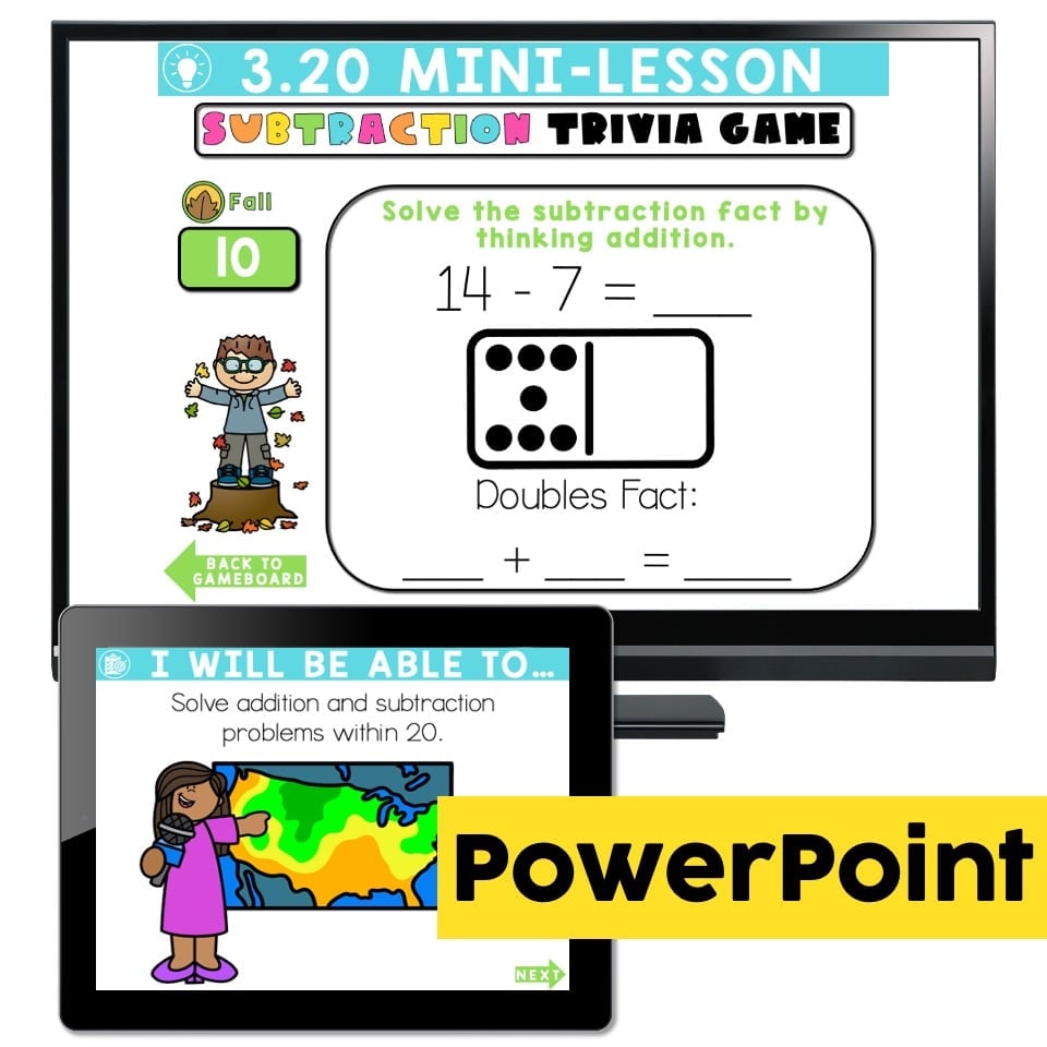 Lucky to Learn Math - 1st Grade - Lesson 3.20 - Subtraction Review ...