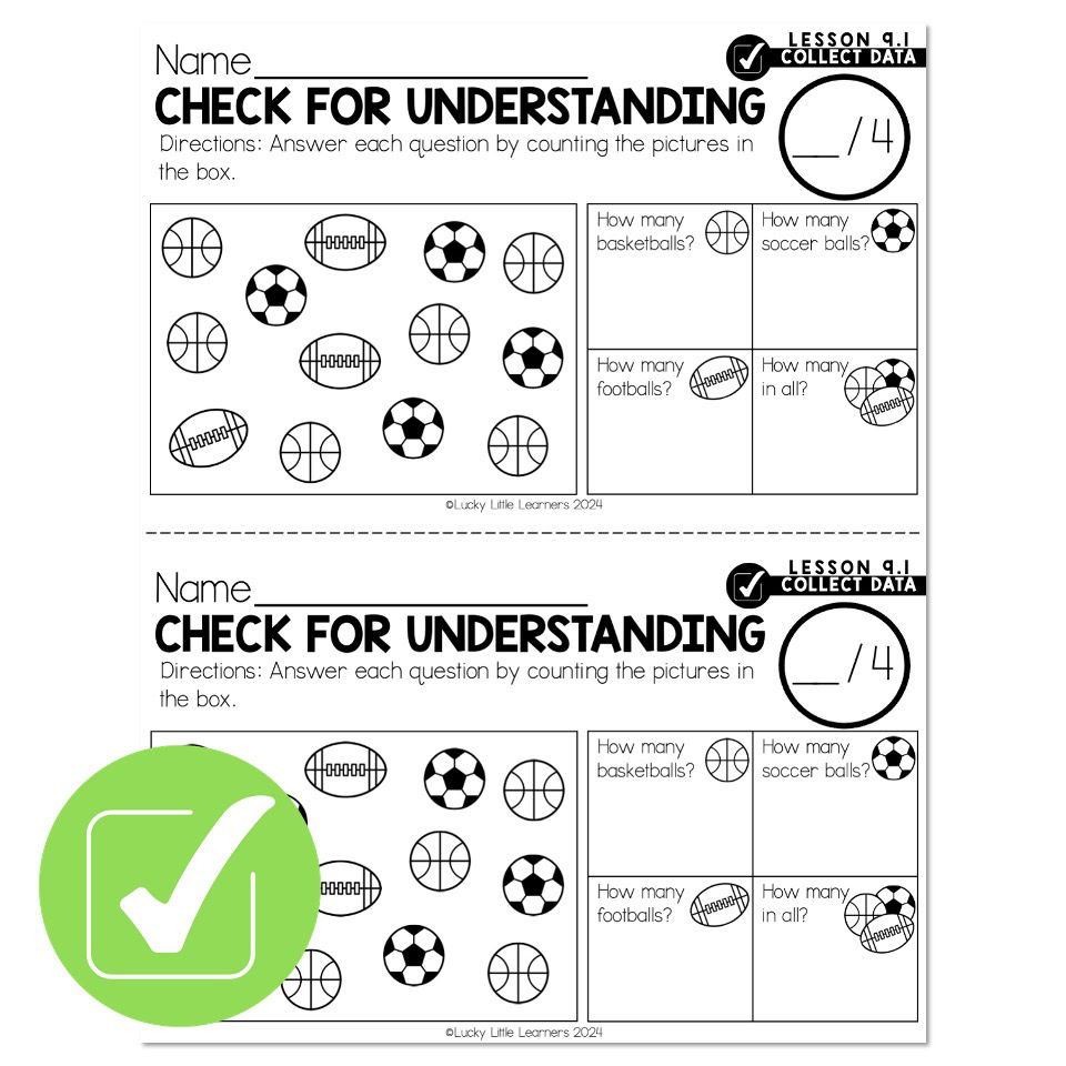 Lucky to Learn Math - 1st Grade - Lesson 9.1 - Collect Data - Check For ...