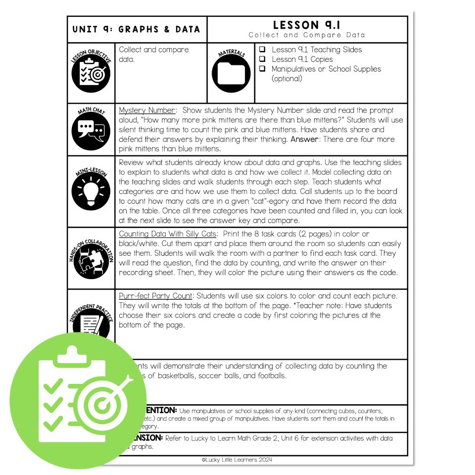 Lucky to Learn Math - 1st Grade - Lesson 9.1 - Collect Data - Lesson ...