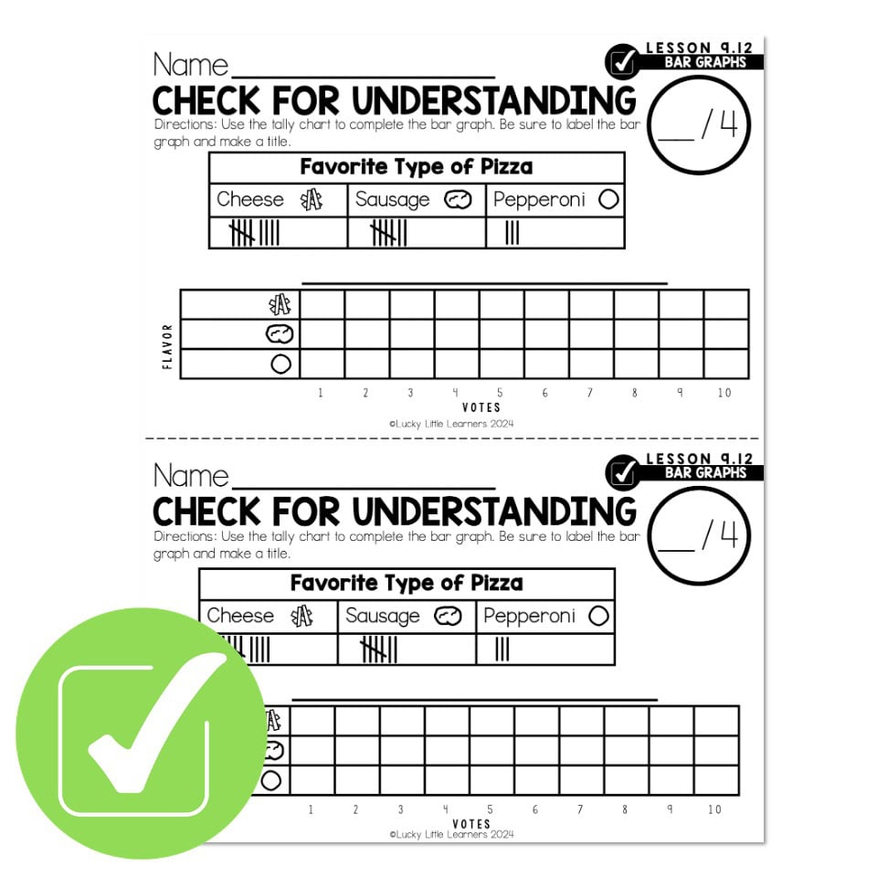 Lucky to Learn Math - 1st Grade - Lesson 9.12 - Bar Graphs - Check for ...