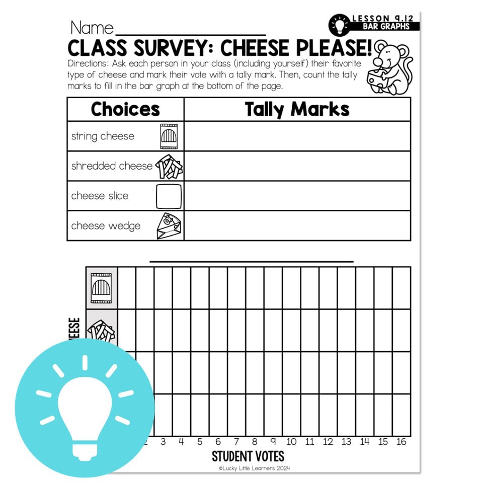 Lucky to Learn Math - 1st Grade - Lesson 9.12 - Bar Graphs - Mini ...