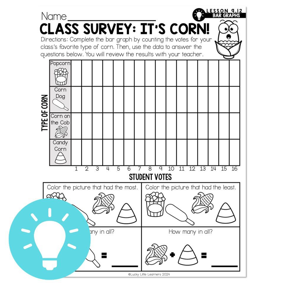 Lucky to Learn Math - 1st Grade - Lesson 9.13 - Bar Graphs - Mini ...