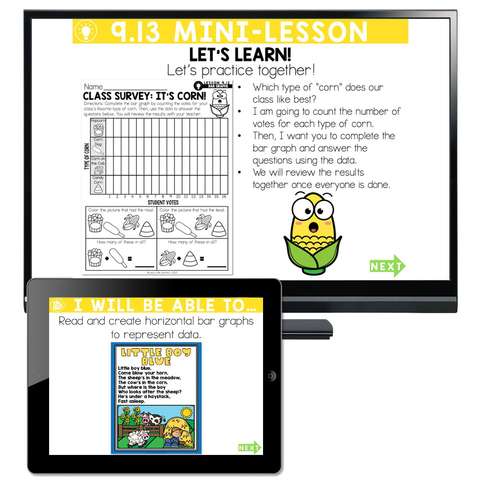 Lucky to Learn Math - 1st Grade - Lesson 9.13 - Bar Graphs - Teaching ...