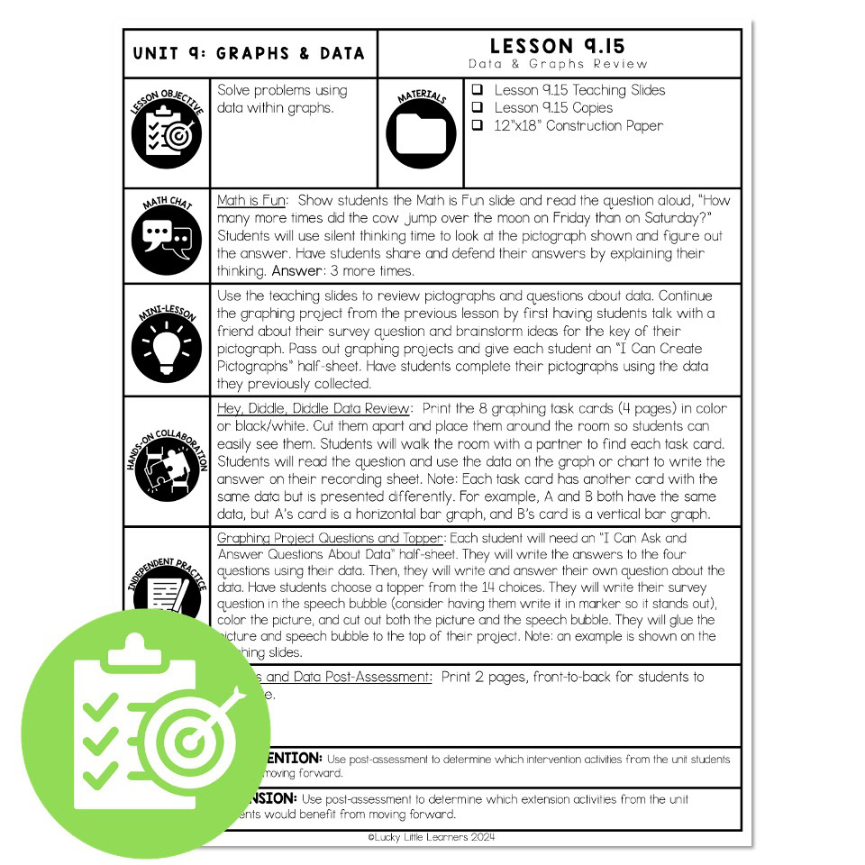 Lucky to Learn Math - 1st Grade - Lesson 9.15 - Data Review - Lesson ...