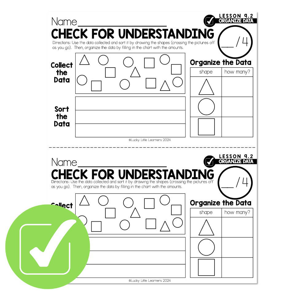 Lucky to Learn Math - 1st Grade - Lesson 9.2 - Organize Data - Check ...