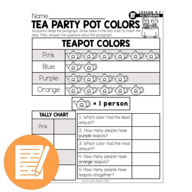 Lucky to Learn Math - 1st Grade - Lesson 9.7 - Pictographs ...