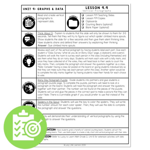 Lucky to Learn Math - 1st Grade - Lesson 9.9 - Pictographs - Lesson ...