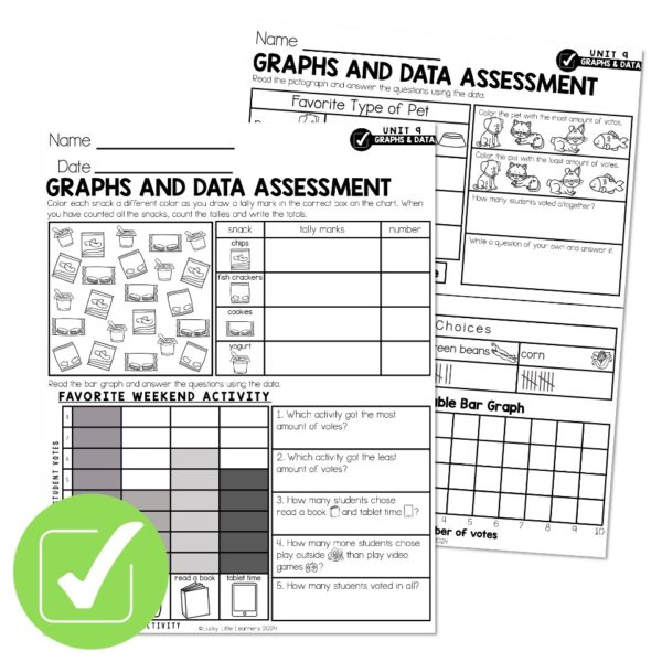 Lucky to Learn Math - 1st Grade - Unit 9 Graphing and Data - Assessment ...