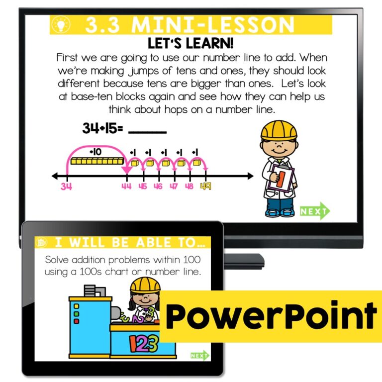 Lucky to Learn Math - 2-Digit Addition on a Number Line - Lesson 3.3 ...
