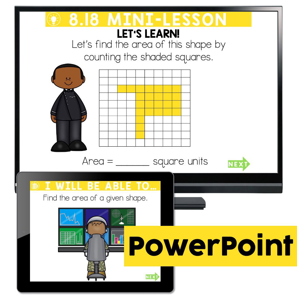 Lucky to Learn Math - Area - Lesson 8.18 - Teaching Slides - PowerPoint ...