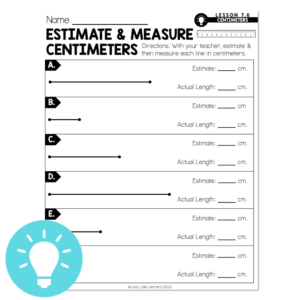 Lucky to Learn Math - Lesson 7.6 - Centimeters - Mini Lesson - Estimate ...