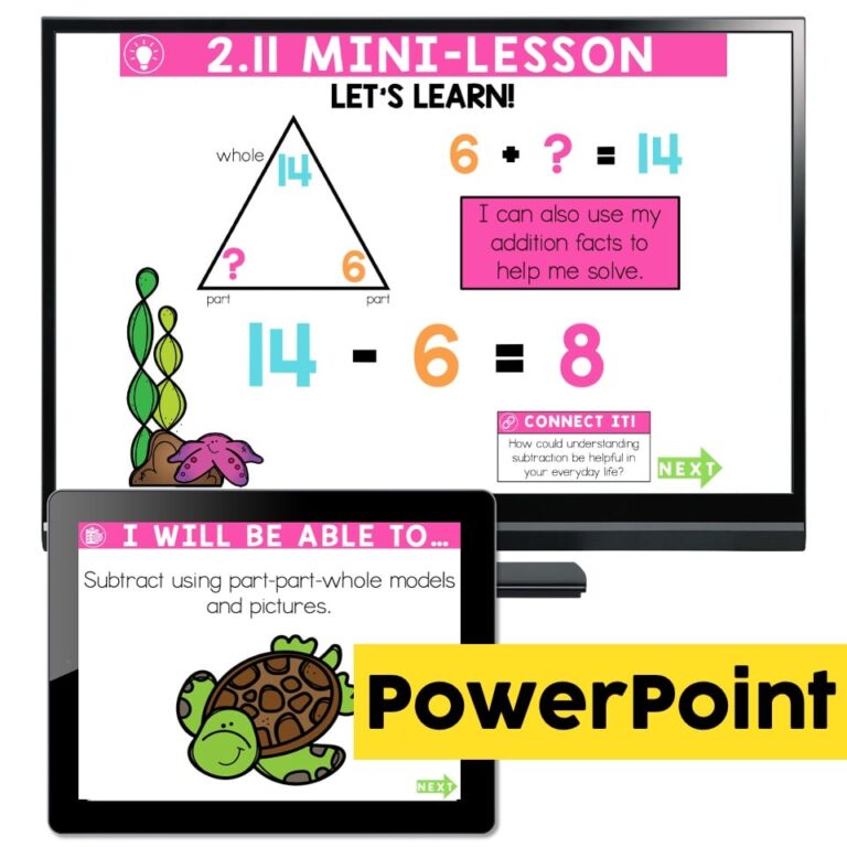 Lucky to Learn Math - Subtract with Part Part Whole Models - Lesson 2. ...