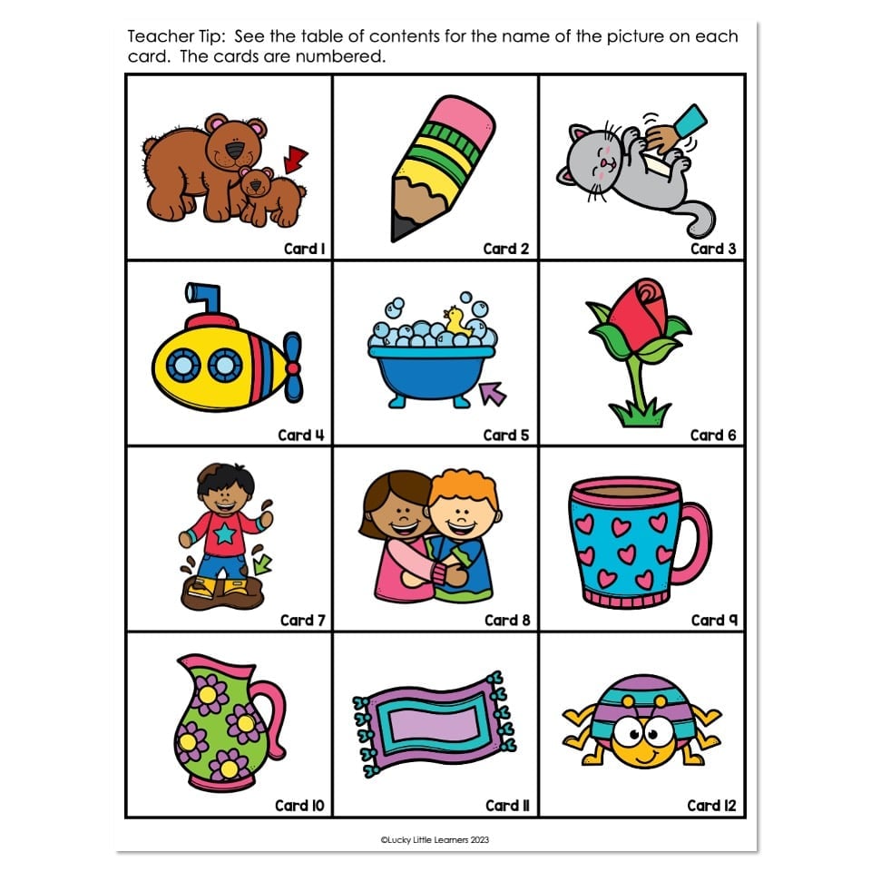 Lucky to Learn Phonics - Short U - Picture Cards - Lucky Little Learners
