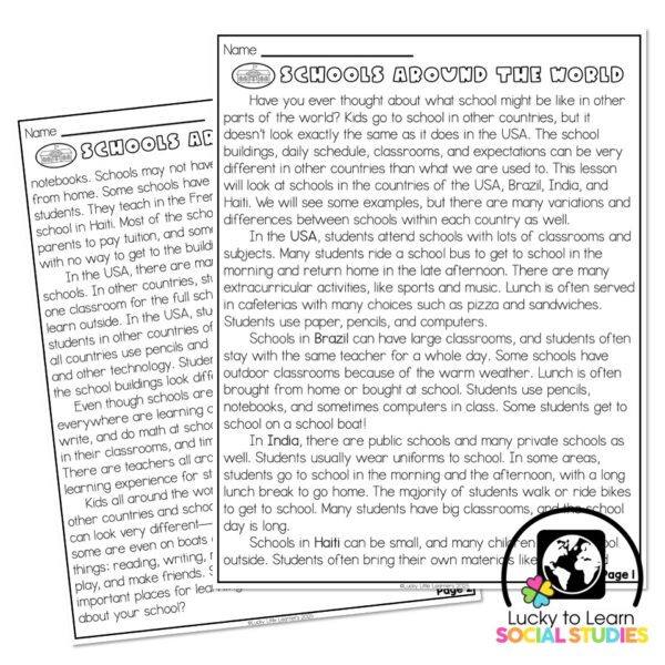 Lucky to Learn Social Studies - Schools Around the World - Reading ...