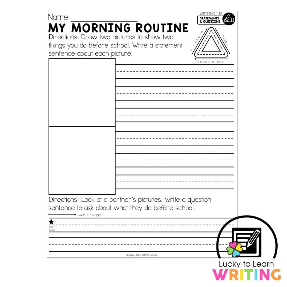 Lucky to Learn Writing 1st Grade - Unit 1 Writing Foundations - Writing ...