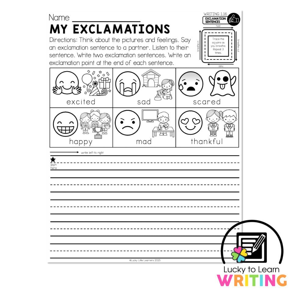 Lucky to Learn Writing 1st Grade - Unit 1 Writing Foundations - Writing ...