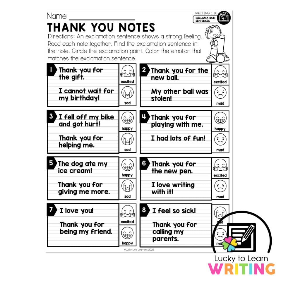 Lucky to Learn Writing 1st Grade - Unit 1 Writing Foundations - Writing ...