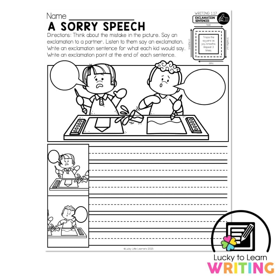Lucky to Learn Writing 1st Grade - Unit 1 Writing Foundations - Writing ...