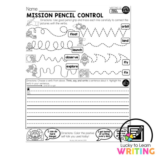 Lucky to Learn Writing - Unit 1 Foundations - Writing 1.2 - Pencil ...