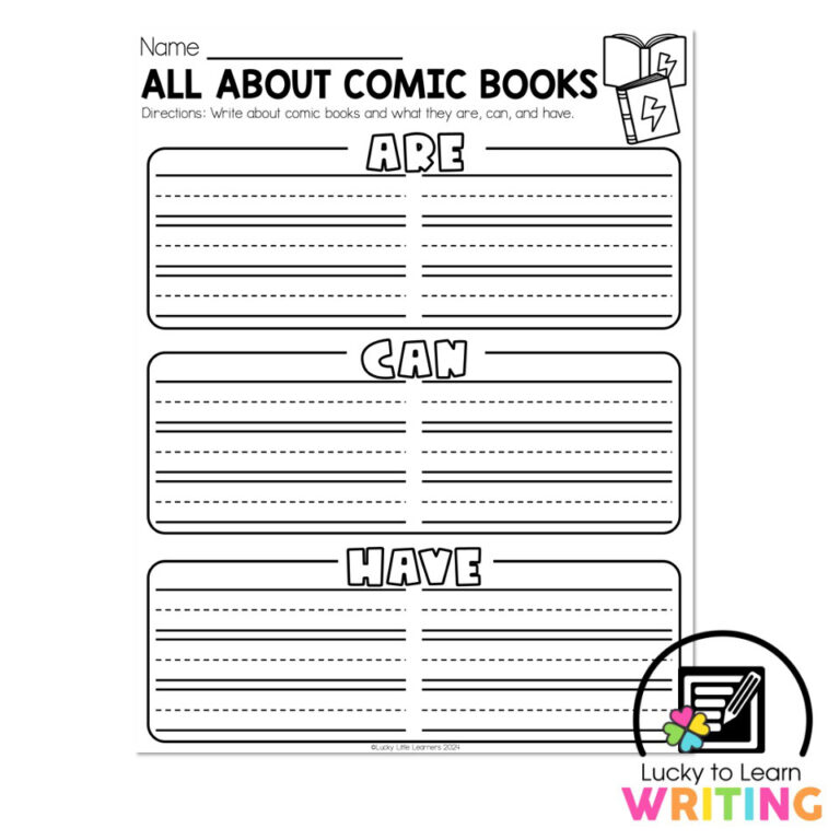 Lucky to Learn Writing - Unit 2 Narrative - Week 1 – All About – Comic ...