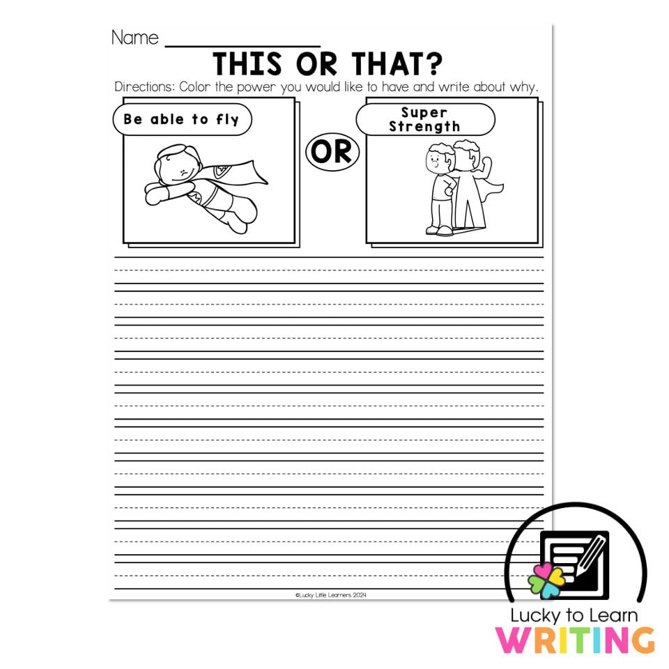 Lucky to Learn Writing - Unit 2 Narrative - Week 1 – This or That? - Be ...